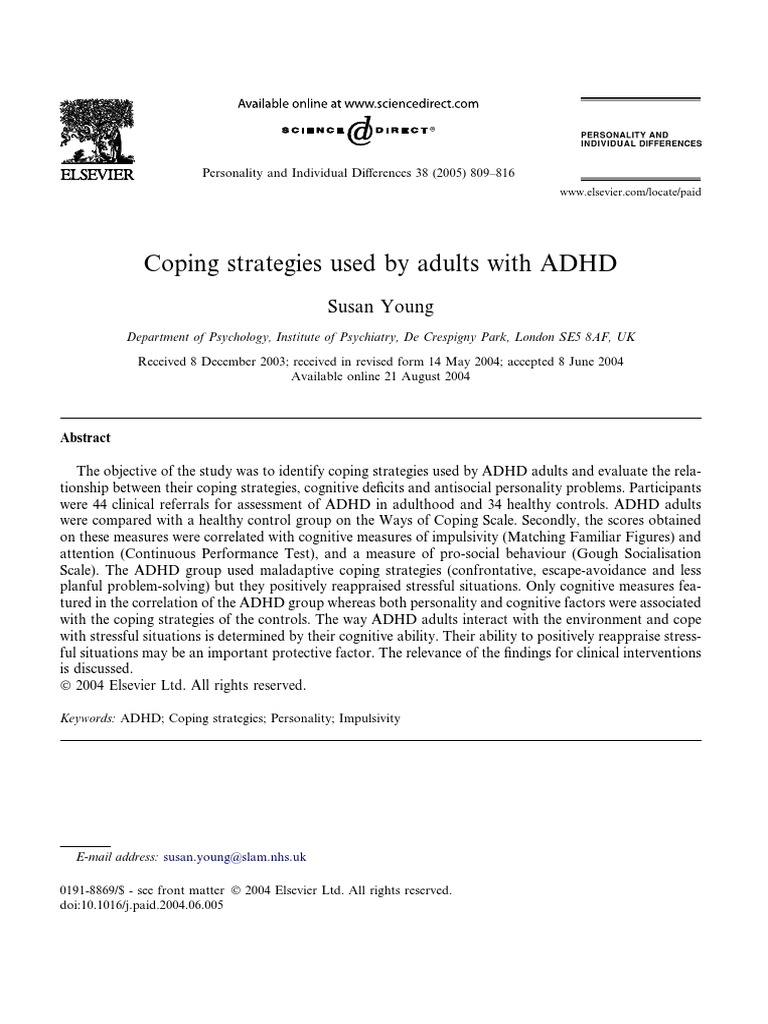 Coping Strategies Used by Adults With ADHD | PDF | Attention Deficit Hyperactivity Disorder ...