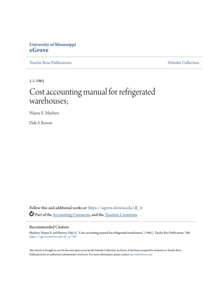 Cold Storage Cost Accounting Guide | PDF | Warehouse | Density