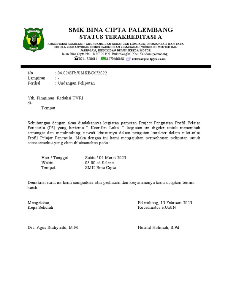 Surat Permohonan Liputan TVRI | PDF