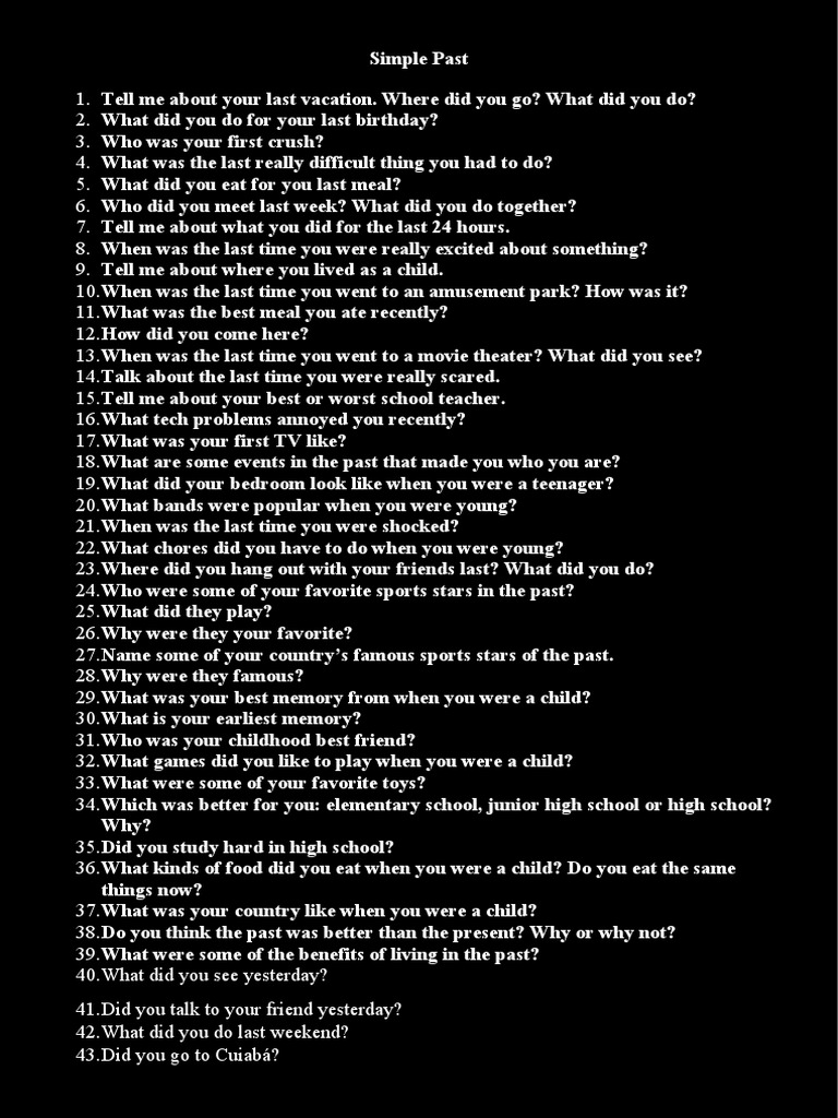 Simple Past Conversation | PDF