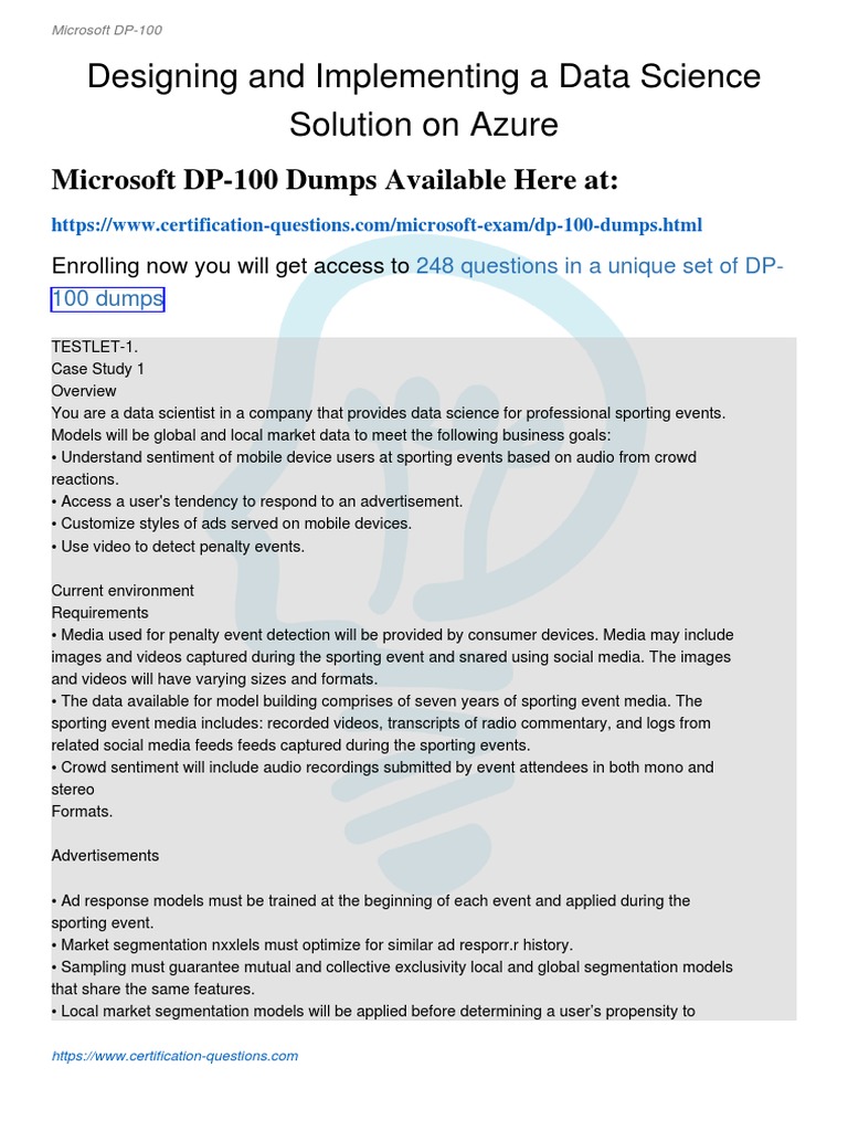 DP 100 PDF | PDF | Machine Learning | Image Segmentation