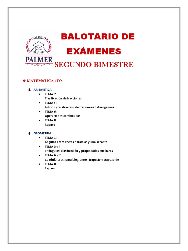 BALOTARIO de Matematicas | PDF BALOTARIO de Matematicas | PDF