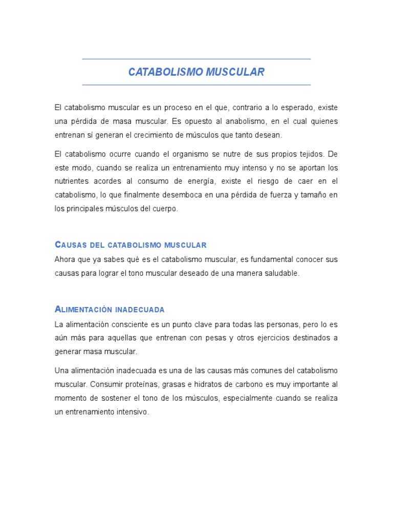 Catabolismo Muscular | PDF | Dieta | Músculo esquelético