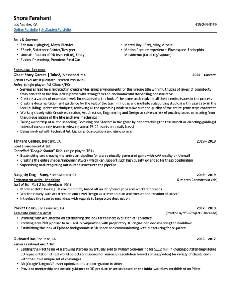Shora Farahani - Resume Jul2023 | PDF | 3 D Computer Graphics | Computing