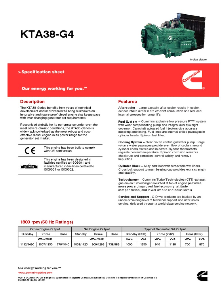 Kta38 G4 1 | PDF | Diesel Engine | Engines