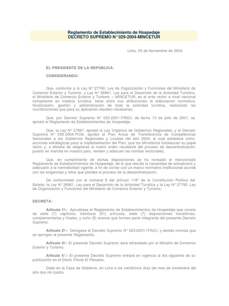 Reglamento de Establecimiento de Hospedaje | Descargar gratis PDF ... Reglamento de Establecimiento de Hospedaje | Descargar gratis PDF ...