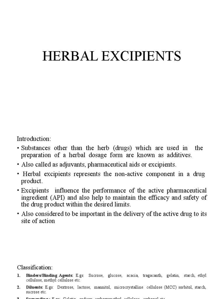 Herbal Excipients | PDF | Tablet (Pharmacy) | Perfume