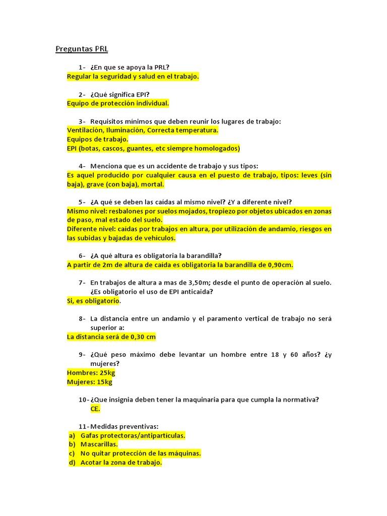 Preguntas PRL | PDF