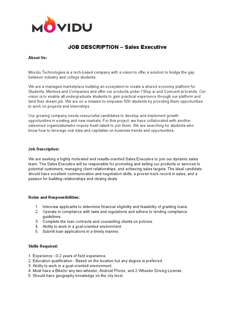 Sales Executive - JD | PDF