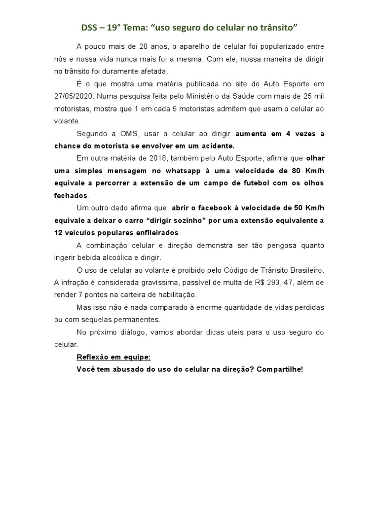 19º TEMA DSS - Da Série - Uso Seguro Do Celular | PDF