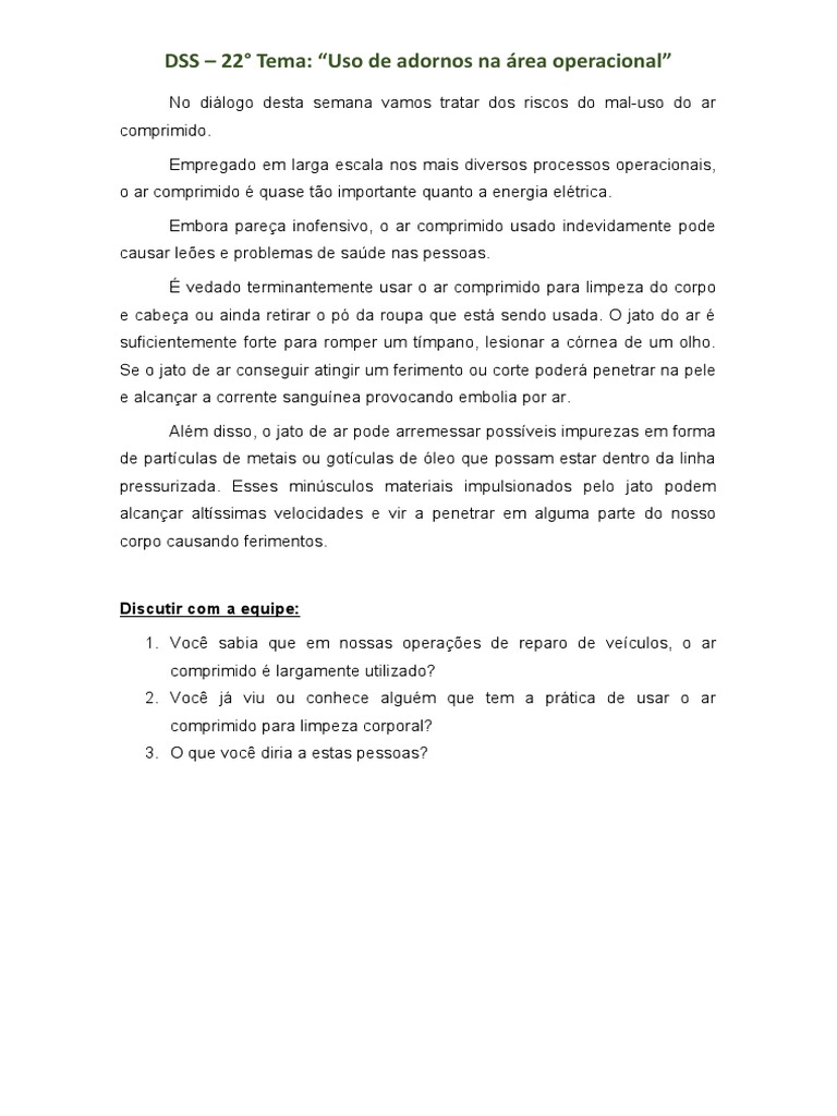 22º TEMA DSS - Uso de Adornos | PDF