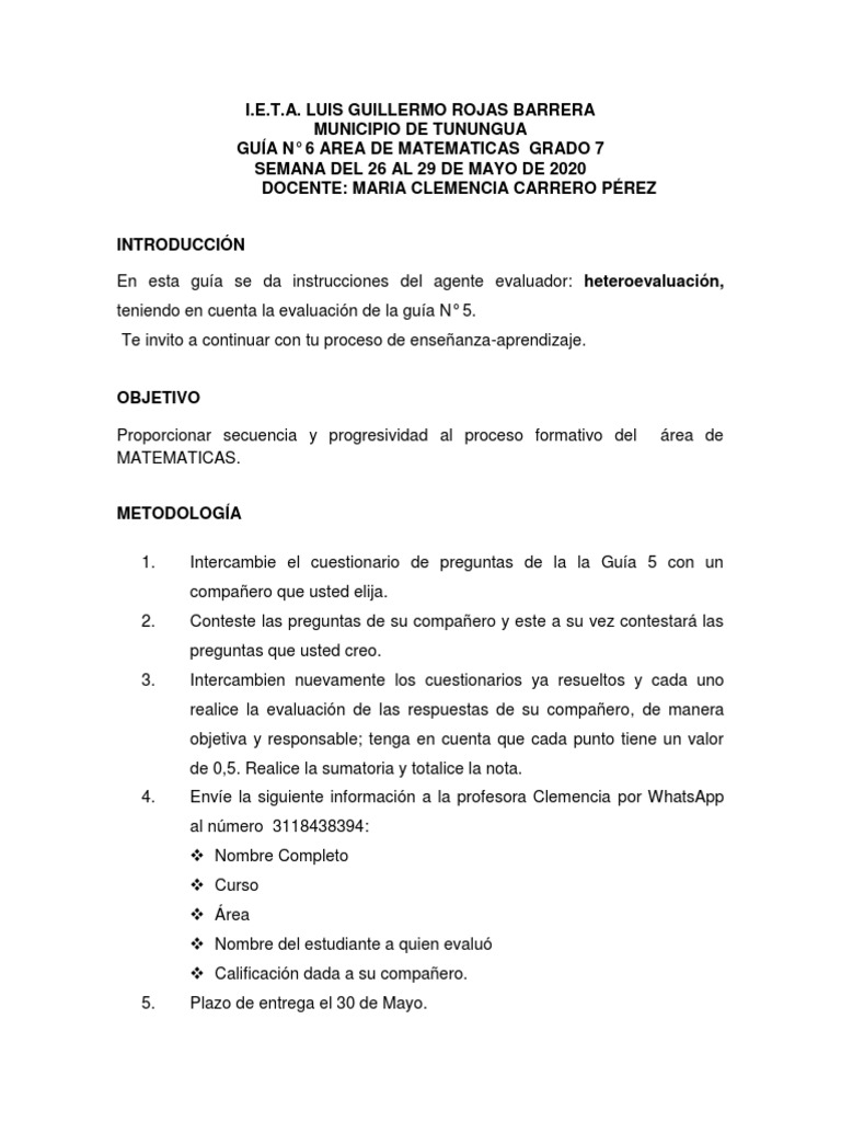Guía N°6 Matematicas 7 | PDF Guía N°6 Matematicas 7 | PDF