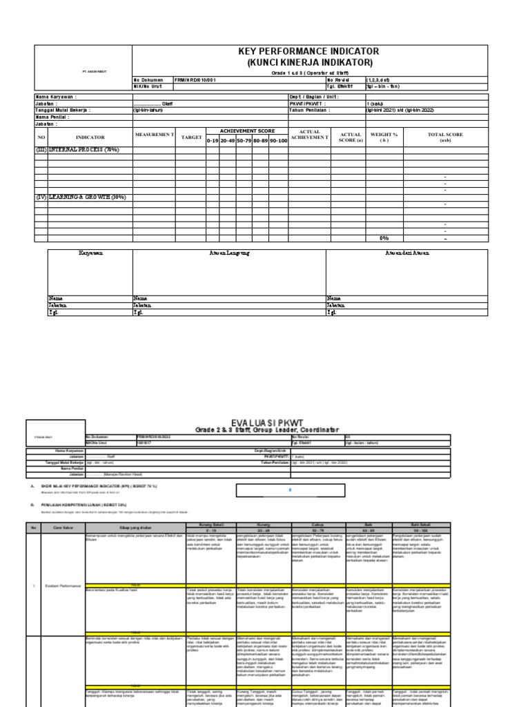 KPI PKWT (Contoh) | PDF