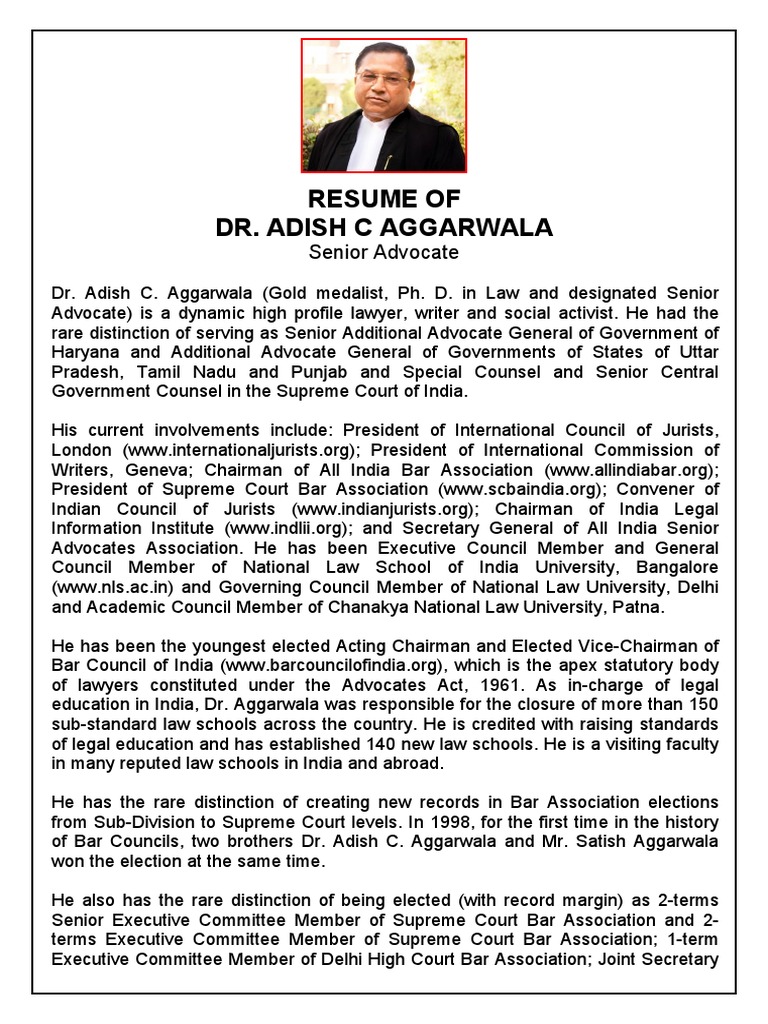 Aca Resume | Download Free PDF | Supreme Court Of India | Government Of ...