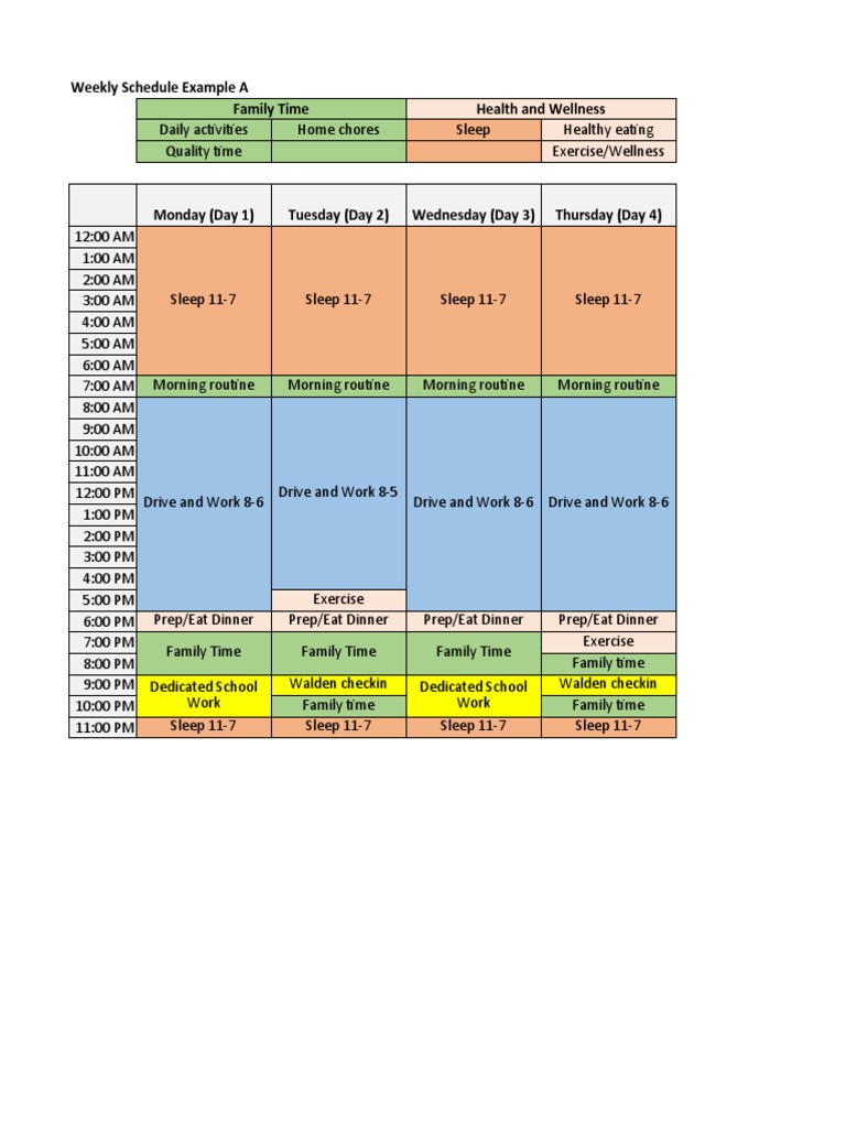 Time Management Weekly Schedule | PDF