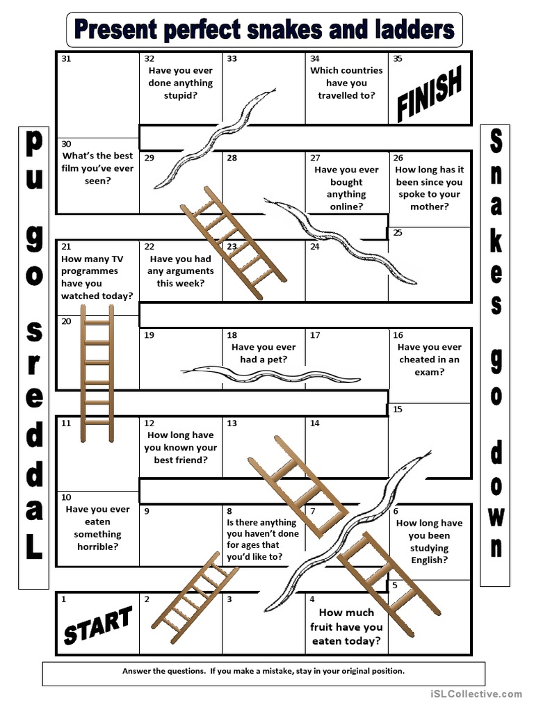 Present Perfect Snakes and Ladders | PDF