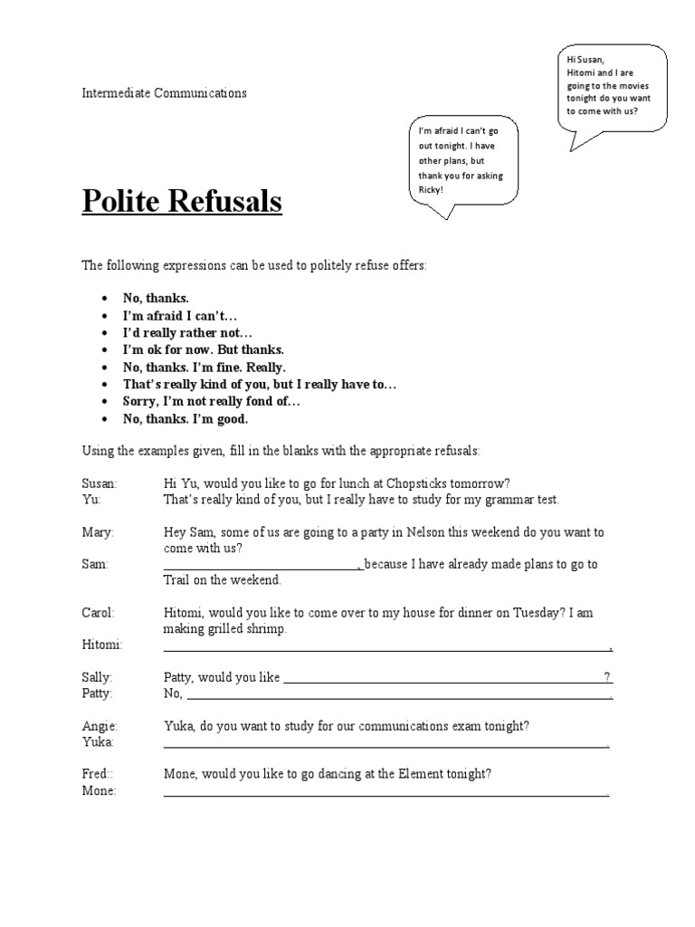 Polite Refusals in Conversations | PDF