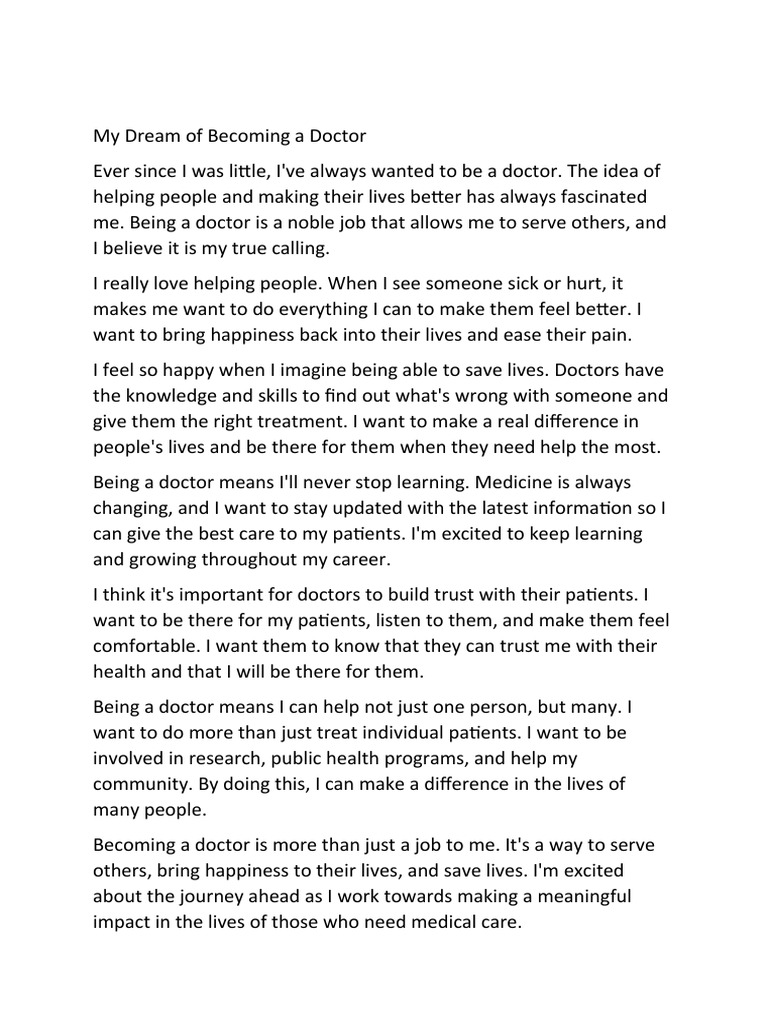 My Dream of Becoming a Doctor | PDF