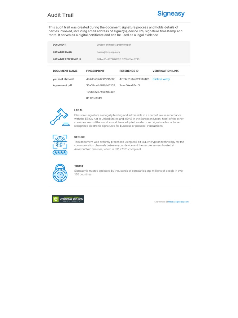 Youssef Ahmed Signature Audit Trail | PDF | Public Key Certificate ...