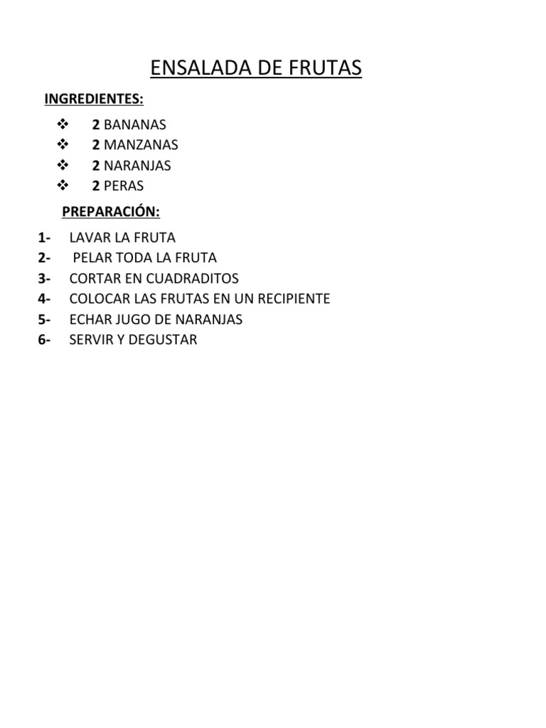 Receta de Ensalada de Frutas Frescas | PDF