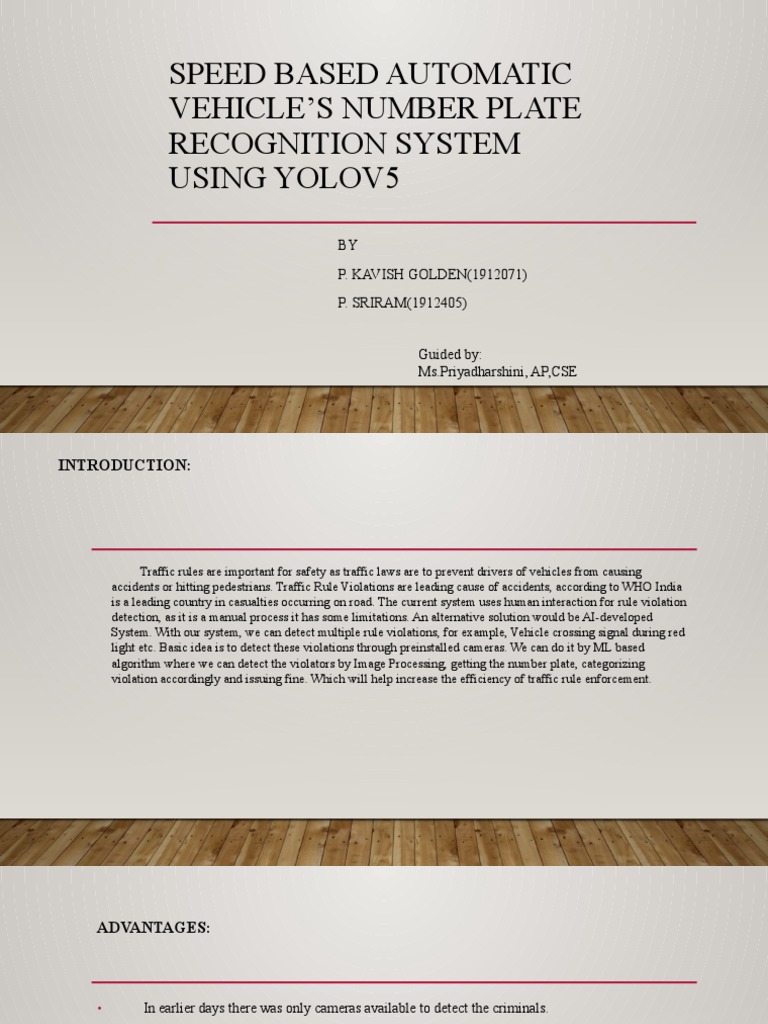 Speed Based Automatic Vehicle's Number Plate Recognition System | PDF ...