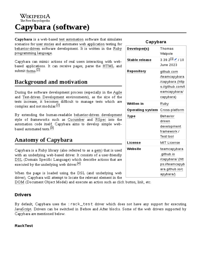 Capybara Software Pdf Software Testing Software Quality