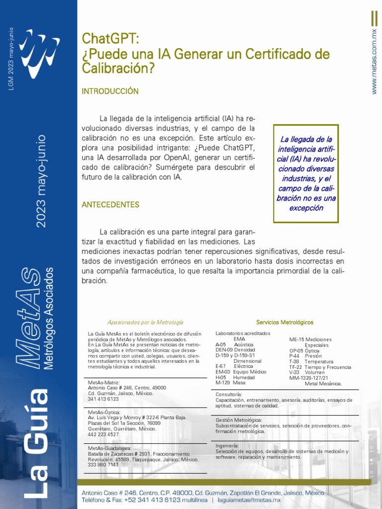 La Guia MetAs 23 03 Puede Una IA Generar Un Certificado de Calibracion | PDF | Inteligencia ...