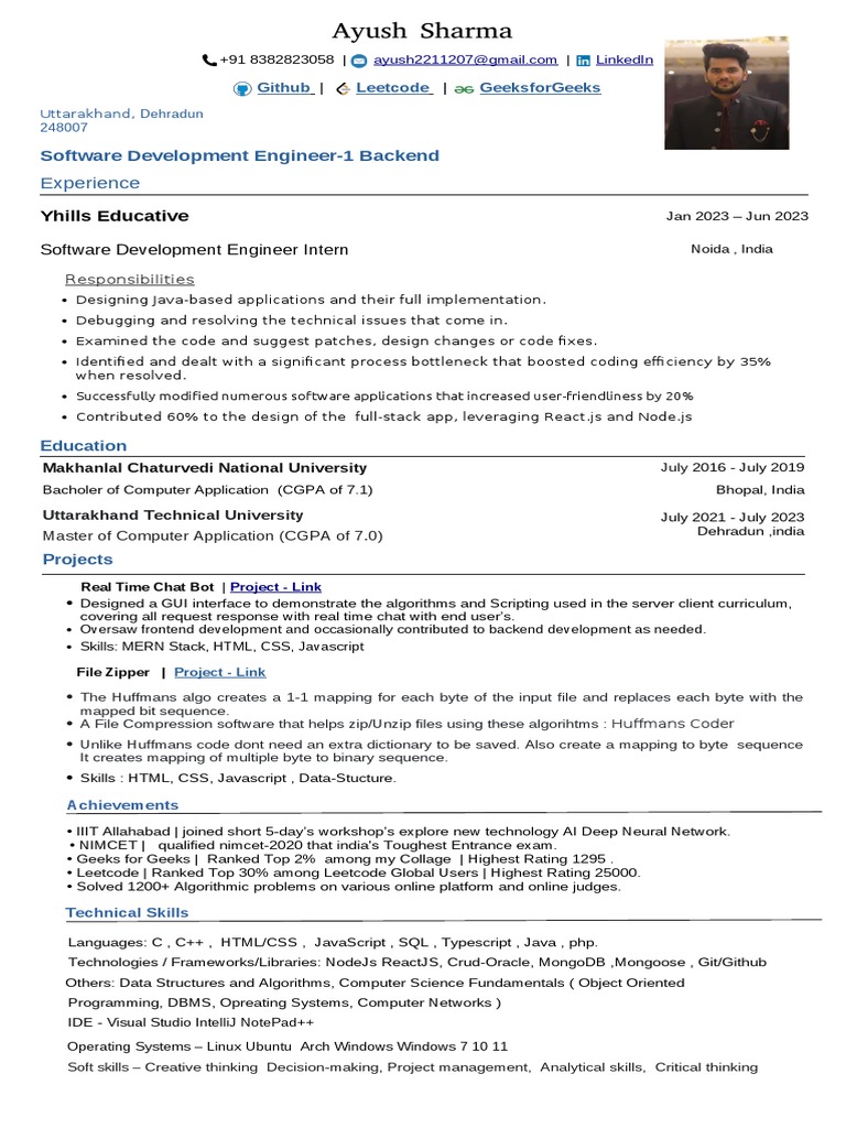 Ayush Resume | PDF | Software | Java Script