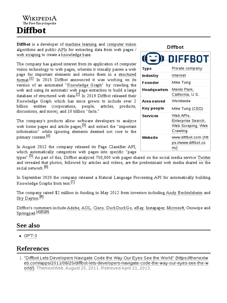 Diffbot | PDF | Computer Science | Cybernetics