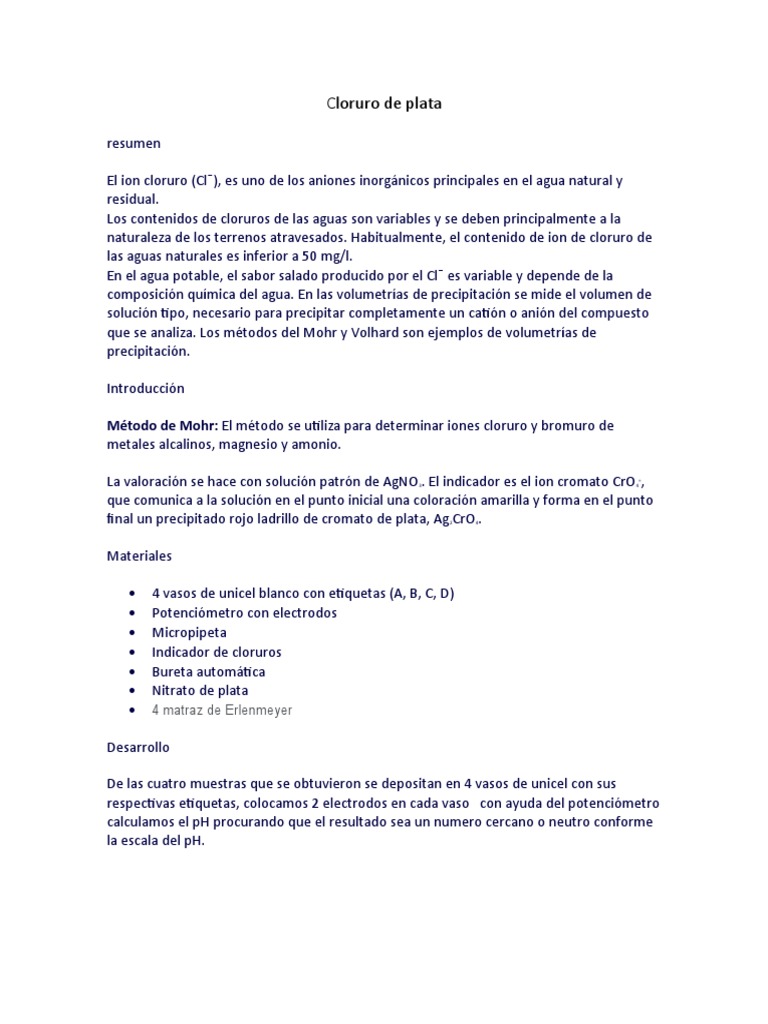Cloruro de Plata | PDF