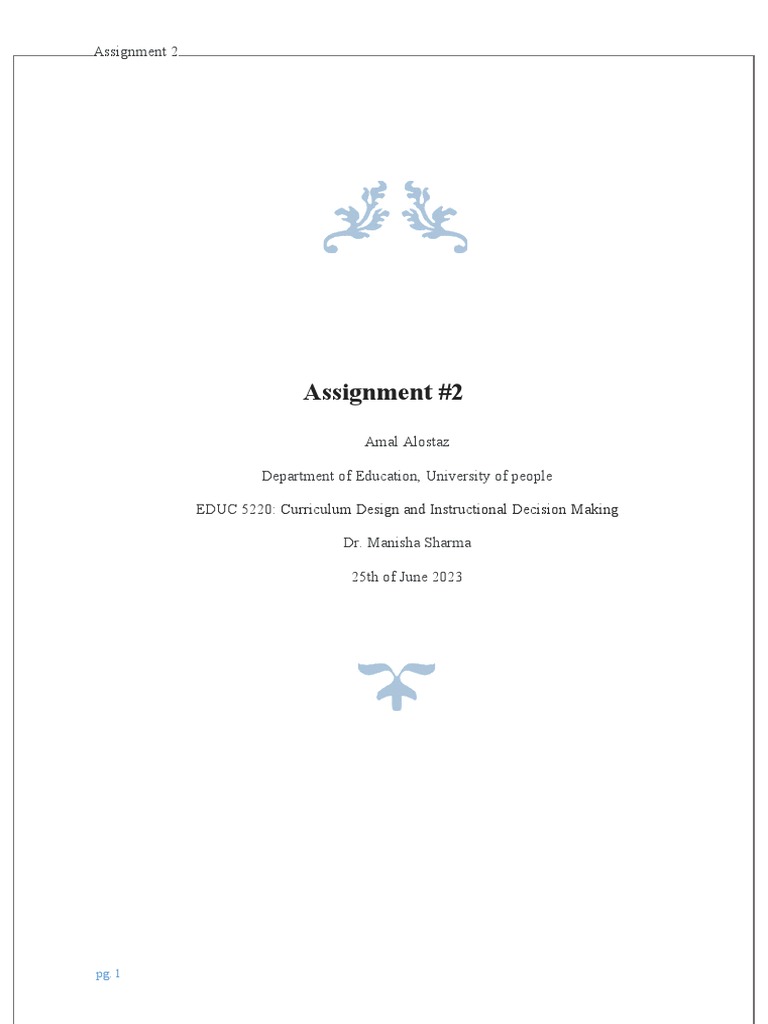 Assignment 2 | PDF | Curriculum | Learning