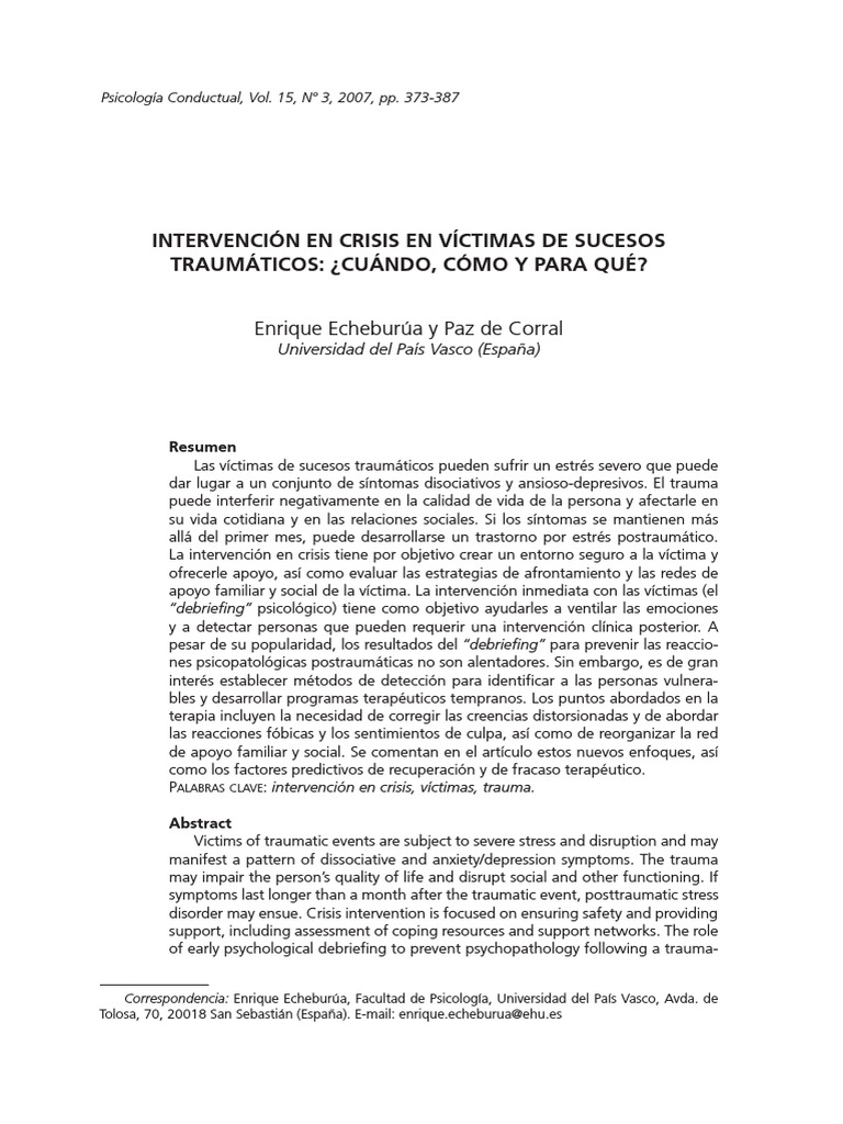 Intervencion en Crisis en Victimas de Su | PDF | Causas de la muerte ...