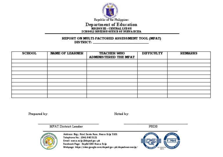 Mfat Assessment Report | PDF
