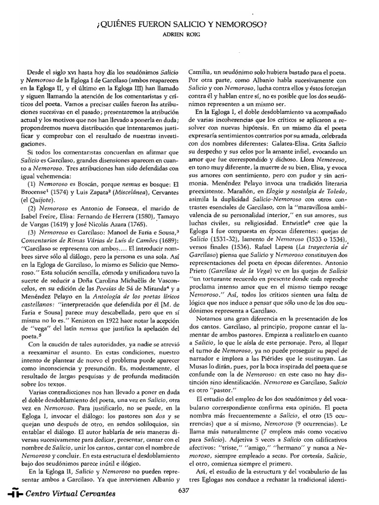Salicio y Nemoroso: Identidad y Confusión | PDF | Sonetos | Poesía