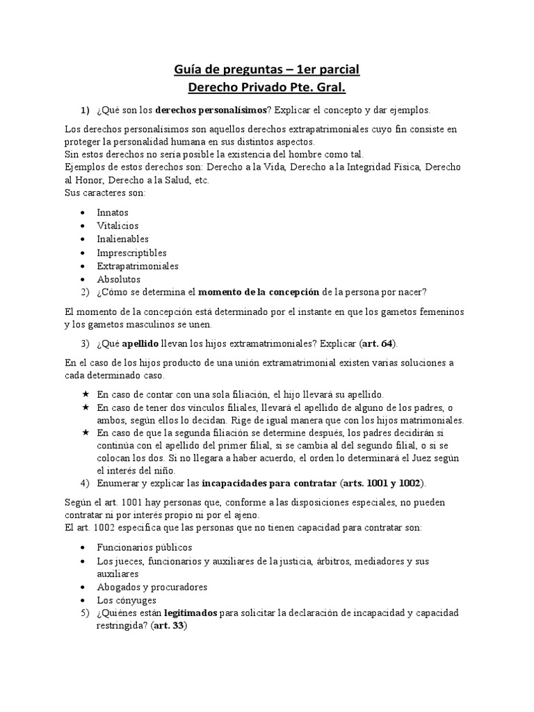 Preguntas 1er Parcial - Privado | PDF | Justicia | Crimen y violencia