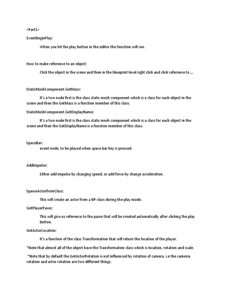 Unreal Blueprint Learning Notes | PDF | Class (Computer Programming) | C++ Unreal Blueprint Learning Notes | PDF | Class (Computer Programming) | C++