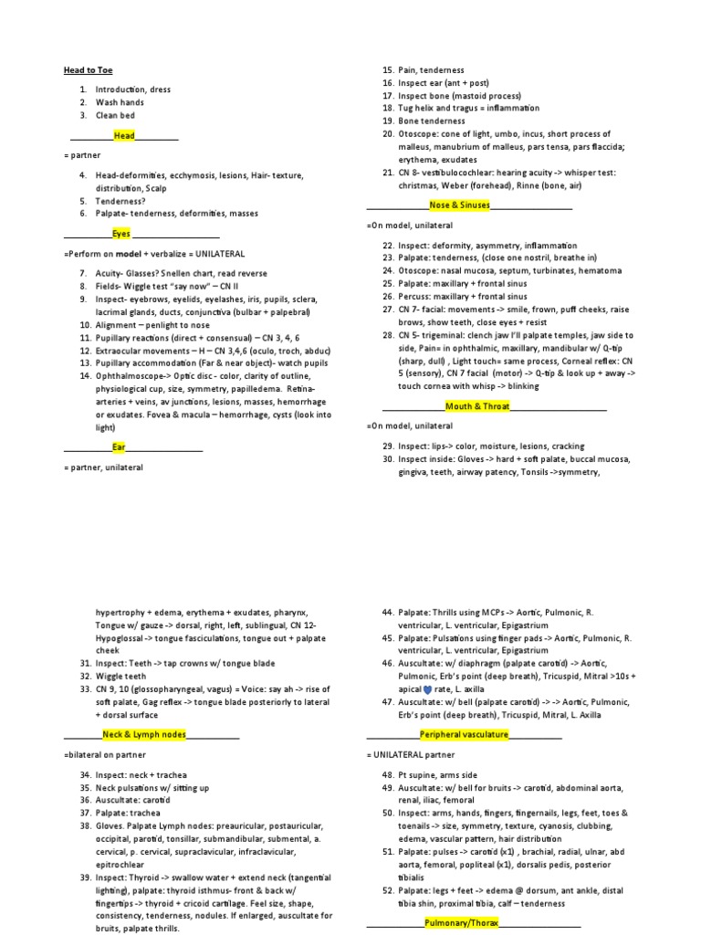 Head TO Toe Summary | PDF | Anatomical Terms Of Motion | Knee