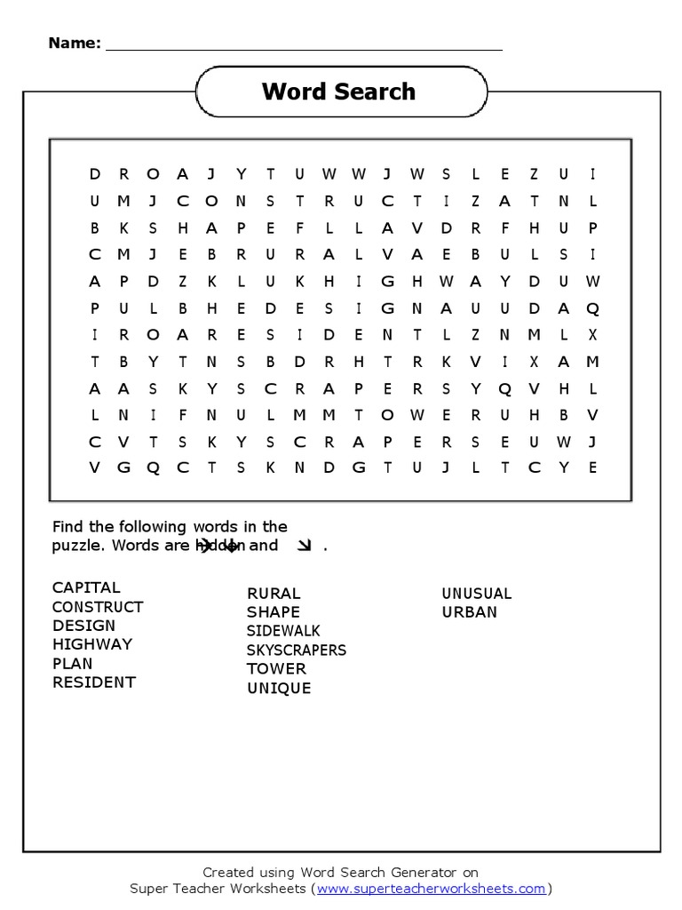 Word Search Puzzle: Urban Terms | PDF | Word Search | Puzzles