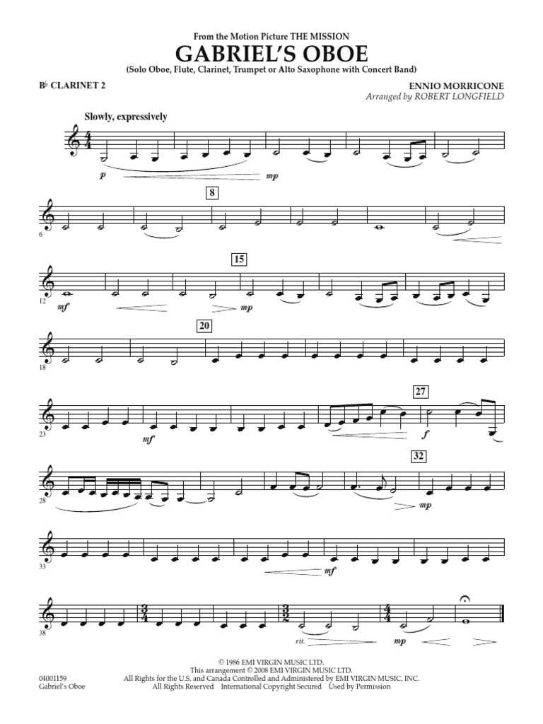 Gabriel's Oboe - Arr. Robert Longfield 18-18 | PDF | Bois (musique ...