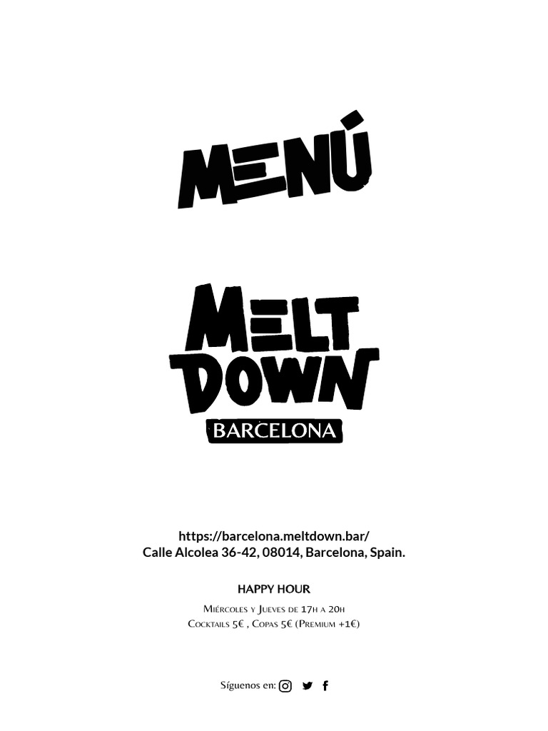 Menu Meltdown Barcelona | PDF | Vodka | Limonada