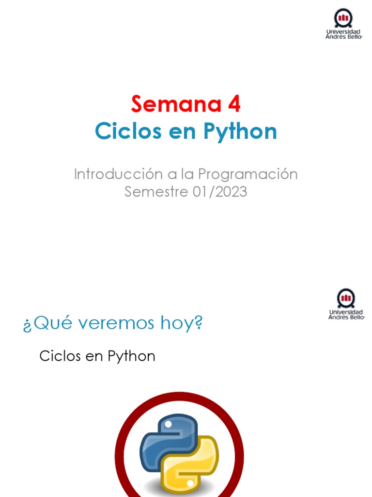 Semana 4 Ciclos | PDF | Python (lenguaje de programación) | Desarrollo de software
