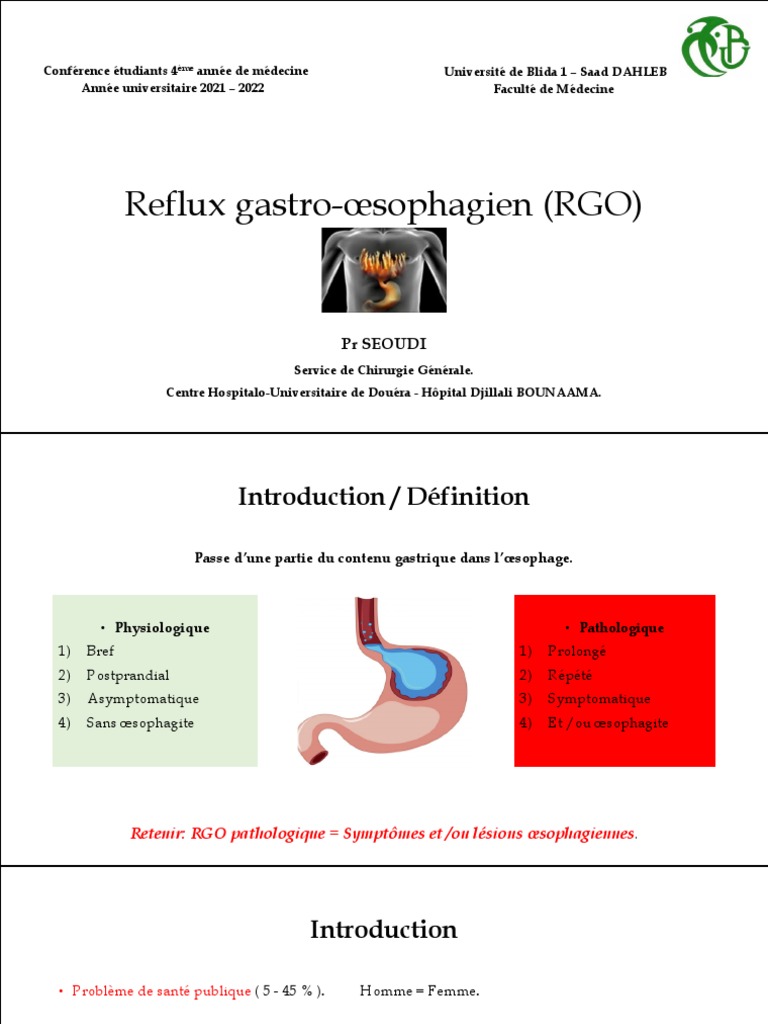 Reflux Gastro-Œsophagien et Œsophagite | PDF | Reflux gastro-œsophagien ...