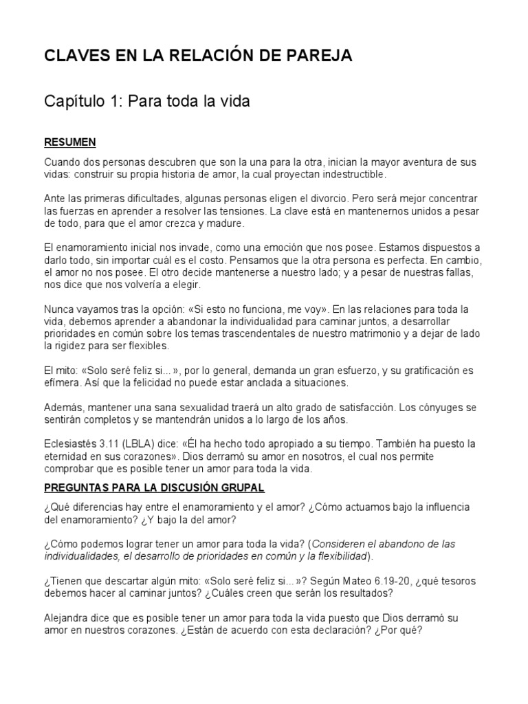 Claves En La Relación De Pareja Pdf Amor Perdón