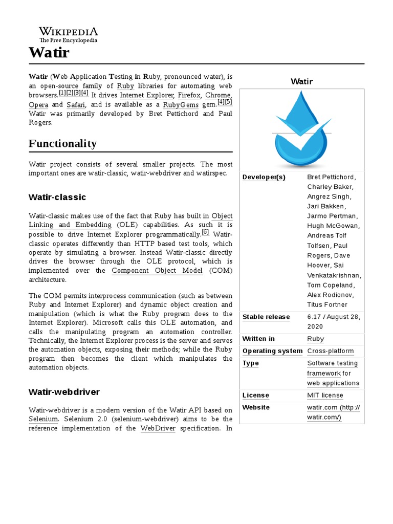 Watir | PDF | Selenium (Software) | Computer Programming