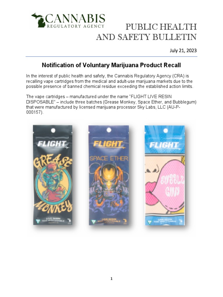 Public Health and Safety Advisory - Marijuana Consumer Alert - Flight Vapes - FINAL | PDF ...