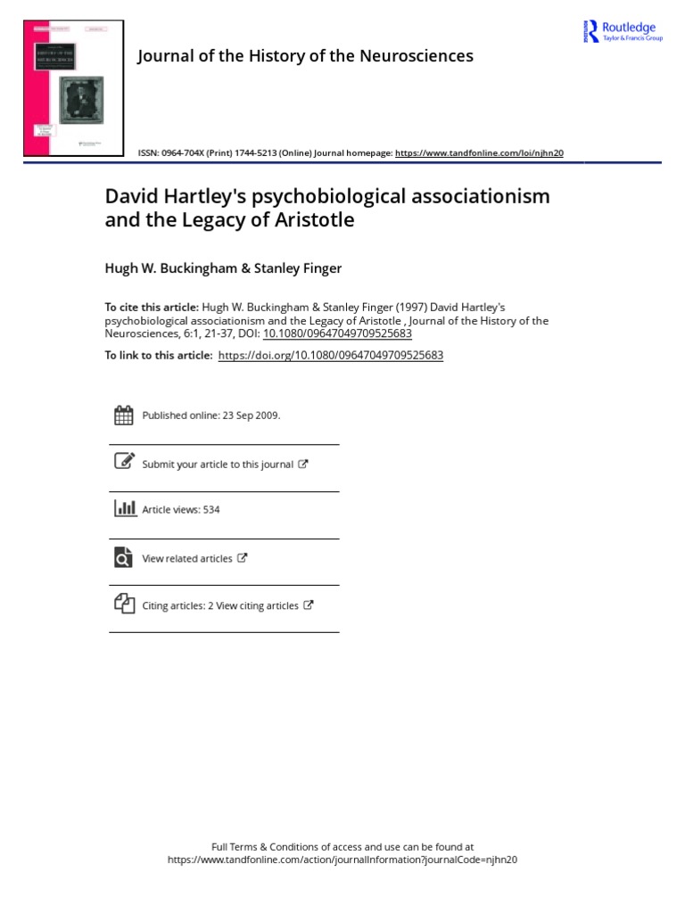 Hartley's Associationism and Aristotle's Legacy | PDF | Aristotle | Mind