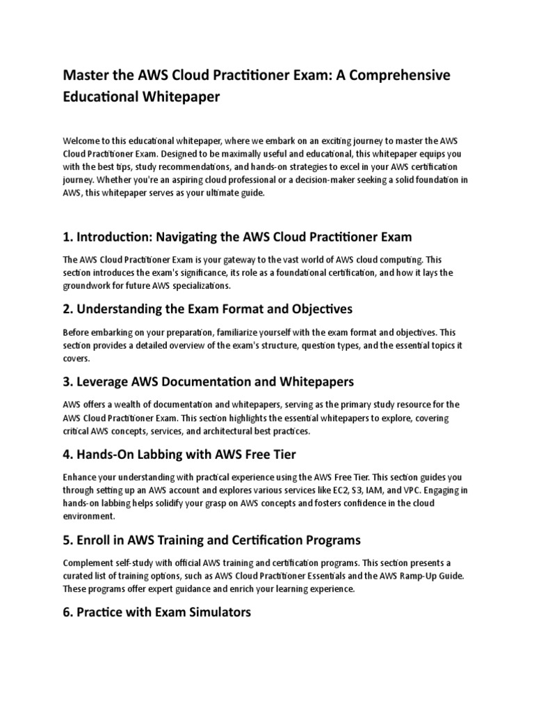 Master The AWS Cloud Practitioner Exam A Comprehensive Educational ...