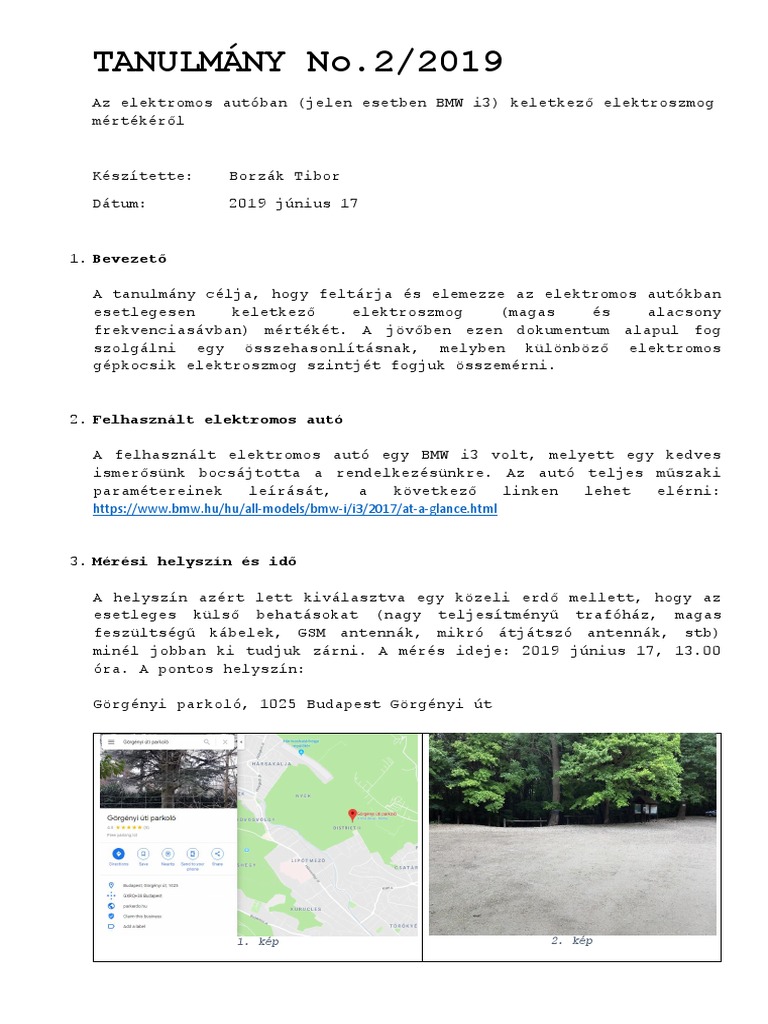 BMW I3 Elektromos Autok Elektroszmog Tanulmany | PDF