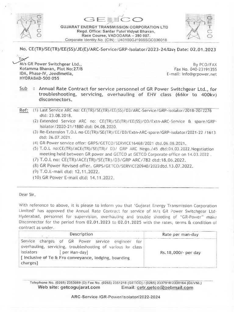 @ARC For Service Personnel of GR Power Switchgear LTD., For ...