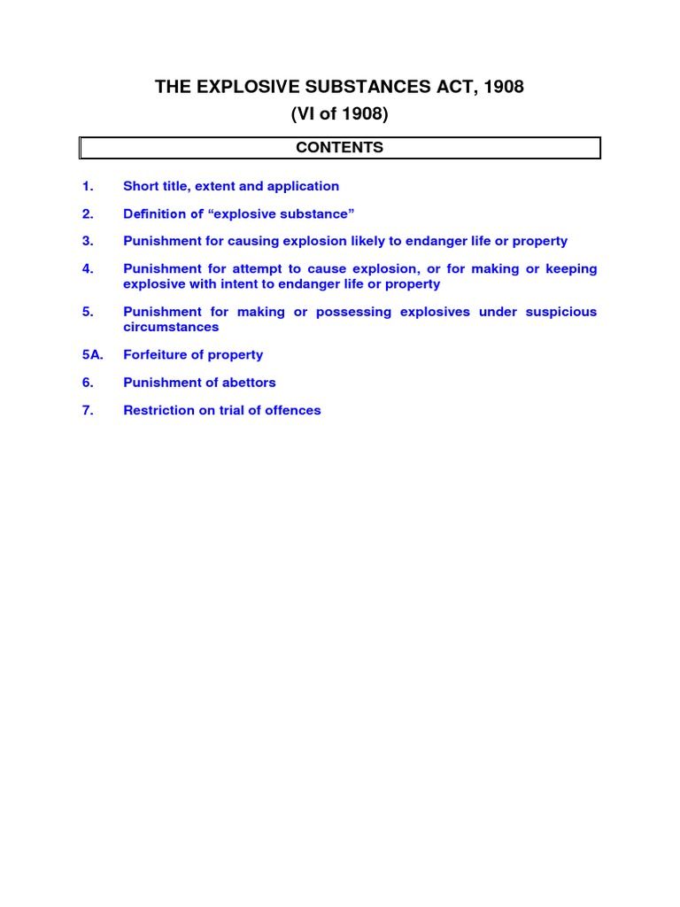 The Explosive Substances Act, 1908 | Download Free PDF | Crime ...